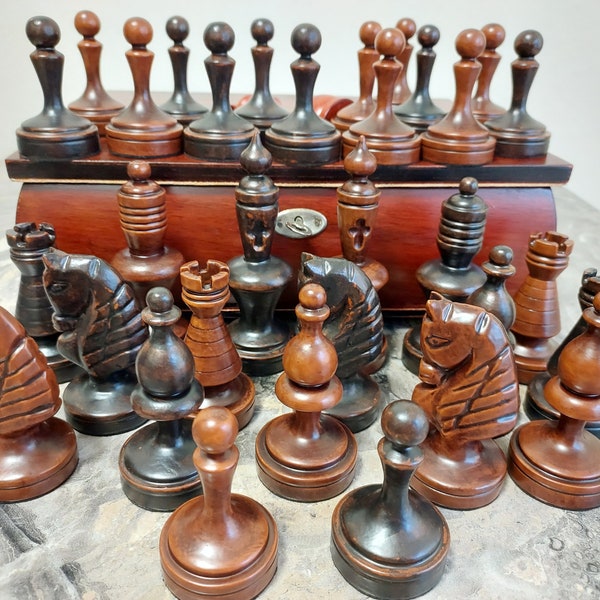 Antique Chess Set - Etsy
