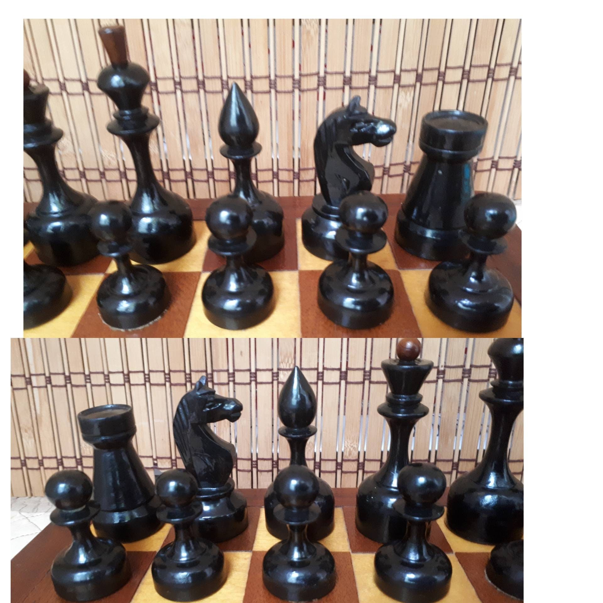 Vintage Original Soviet Chess Set with board 1950s USSR // | Etsy