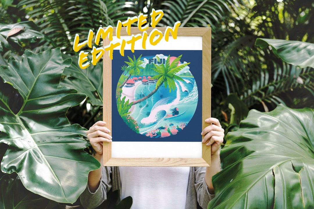 Limited Edition! FIJI - Island Poster Aloha Surf Art Illustration ...