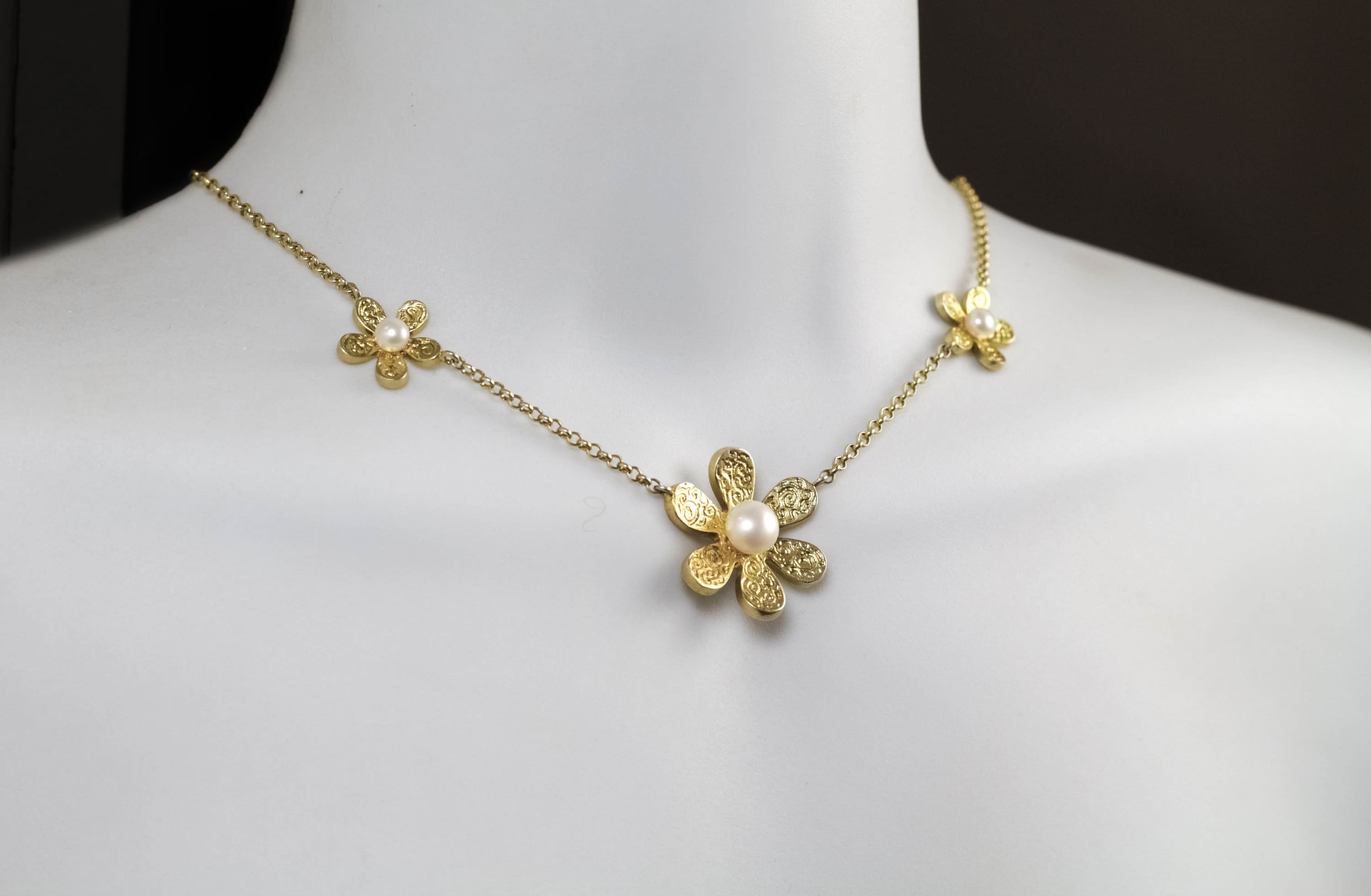 Pearl Daisy Flower Gold Sterling Silver Necklace Wedding - Etsy