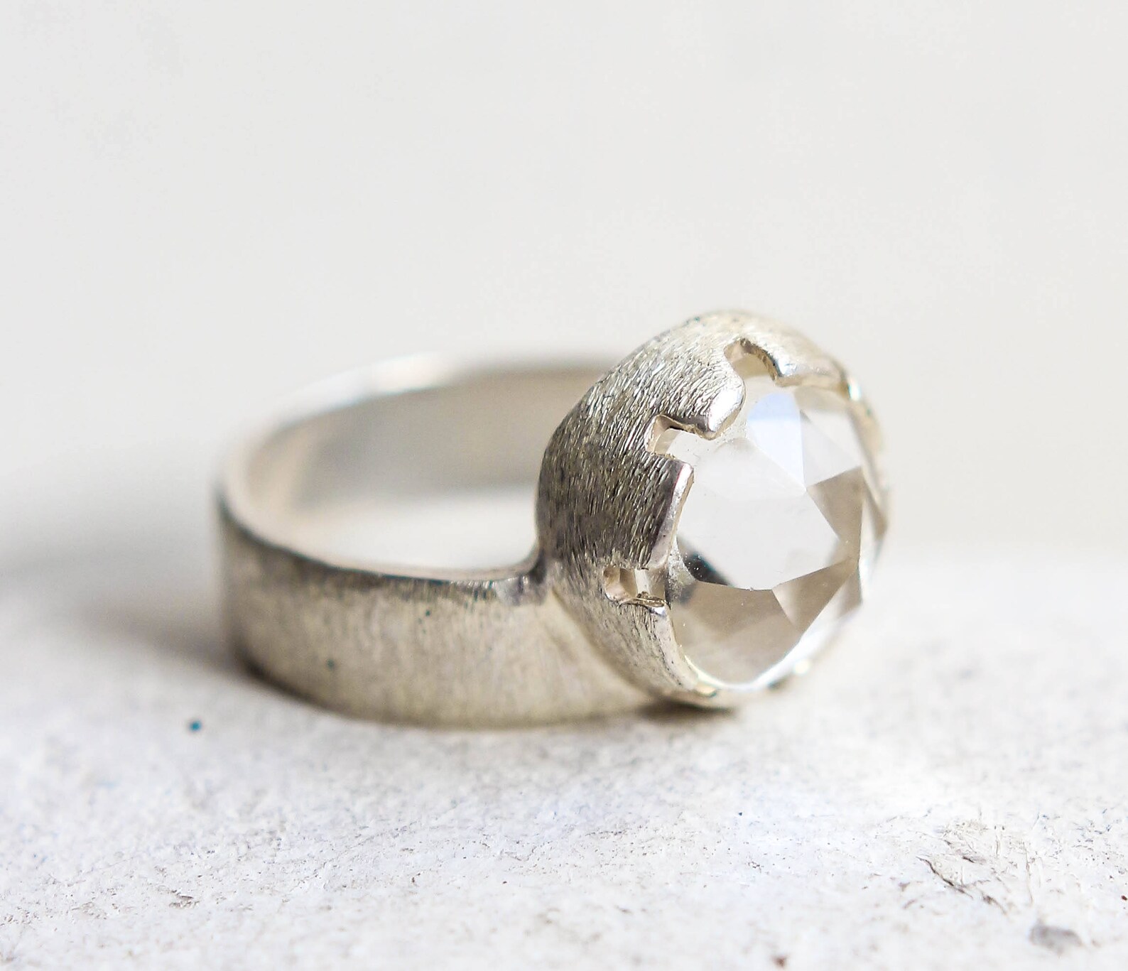 Rock Crystal Ring, Stackable Ring, Sterling Silver Ring, Boho Ring ...