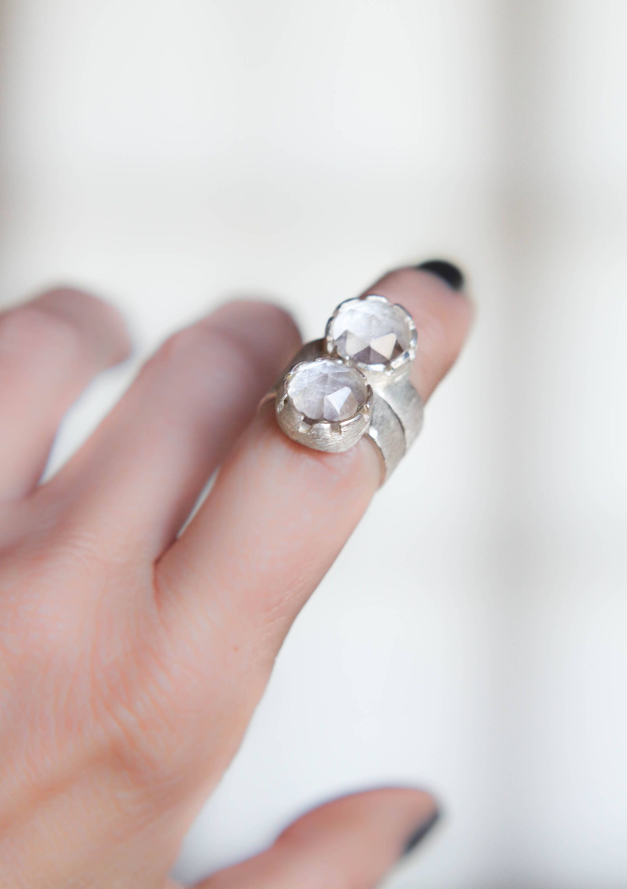 Rock Crystal Ring Stackable Ring Sterling Silver Ring Boho - Etsy