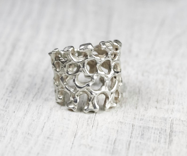 Broad Ring Cut Out Ring Sterling Silver Ring Designer Ring - Etsy