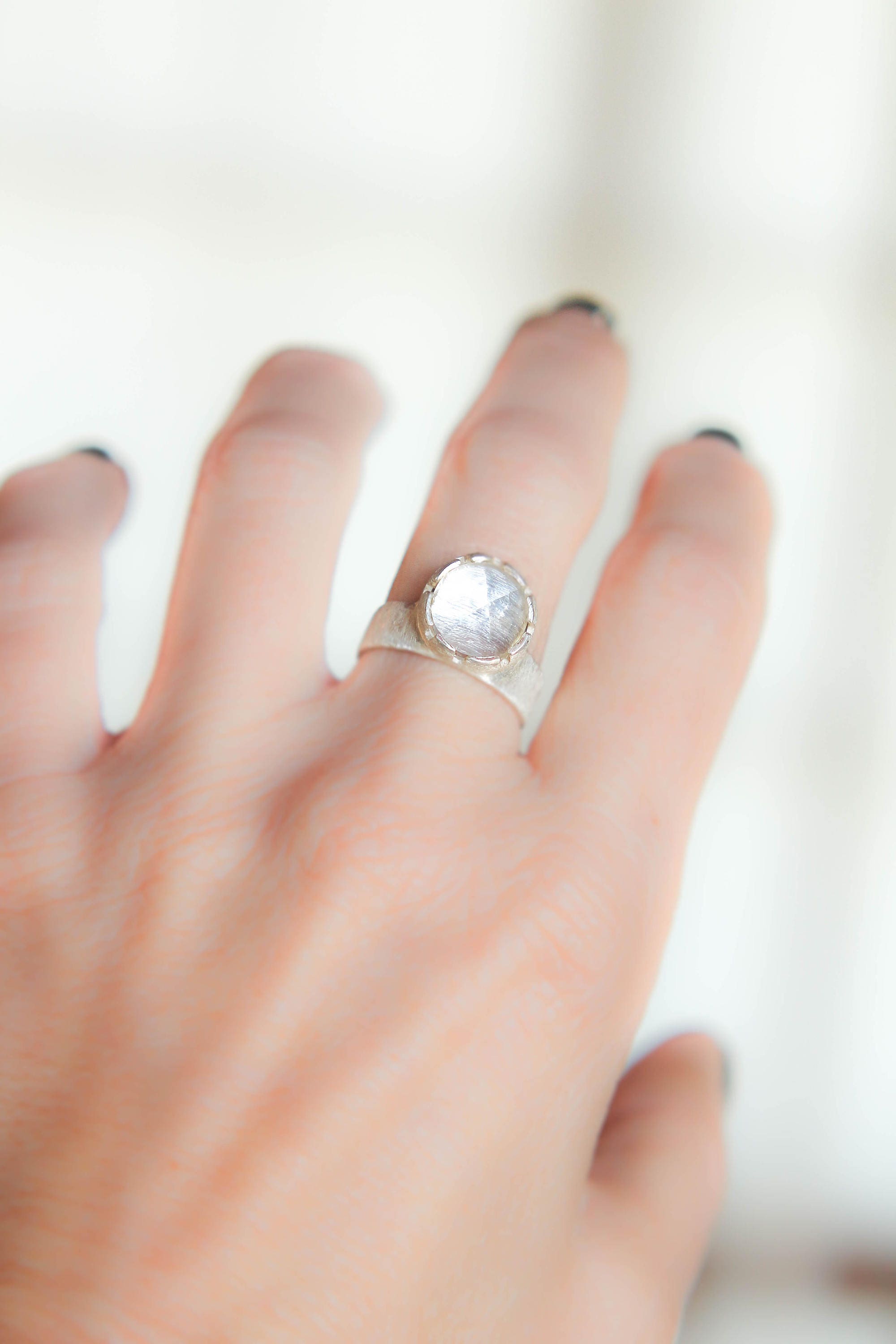 Rock Crystal Ring Stackable Ring Sterling Silver Ring Boho - Etsy