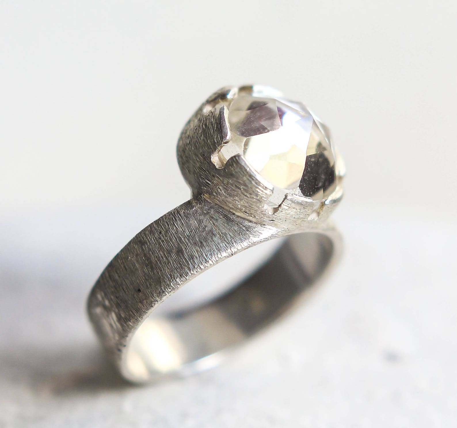 Rock Crystal Ring Stackable Ring Sterling Silver Ring Boho - Etsy