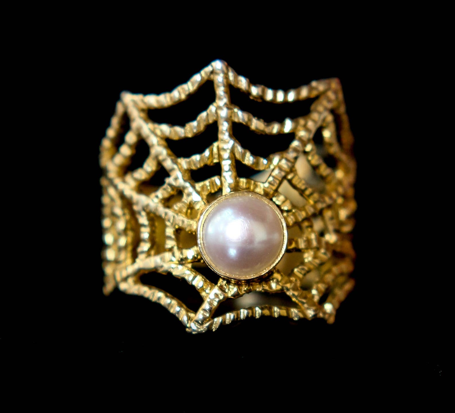 Spider Web Ring Pearl Ring 925 Sterling Silver Ring Gold - Etsy
