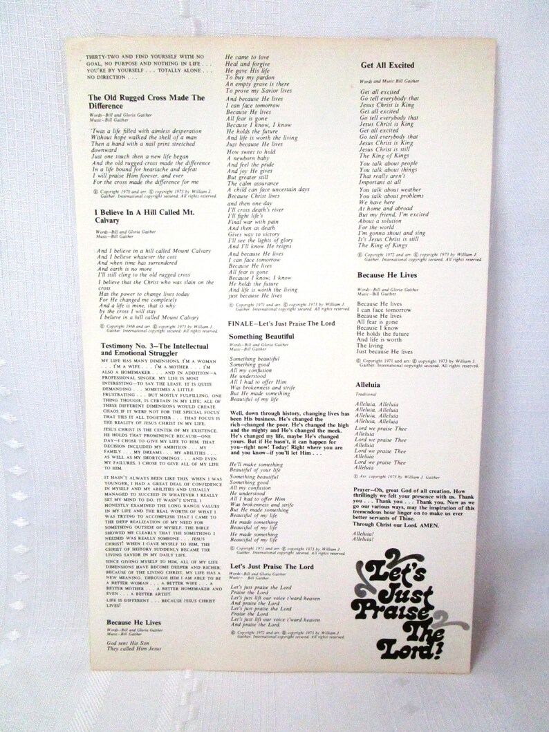 Music Album, Bill and Gloria Gaither and Ronn Huff, Alleluia, A Praise ...