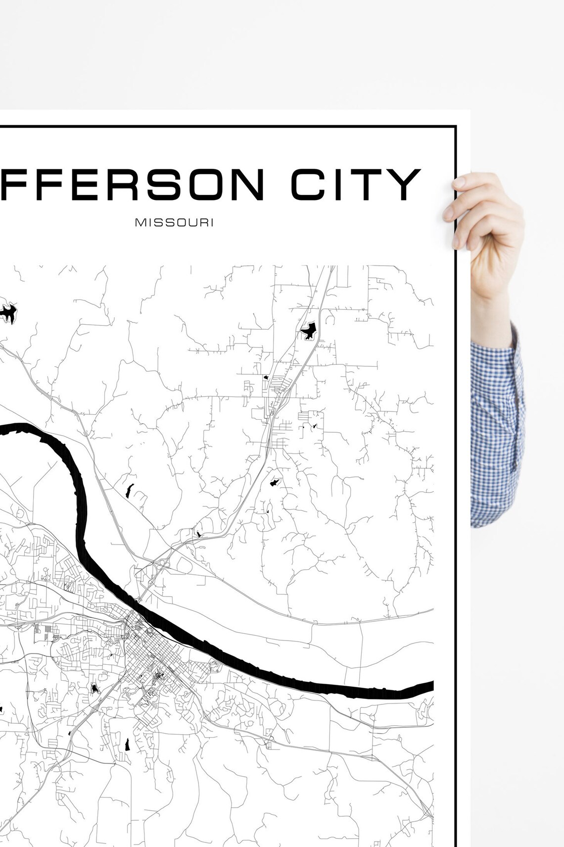 Jefferson City map poster print wall art Missouri gift | Etsy