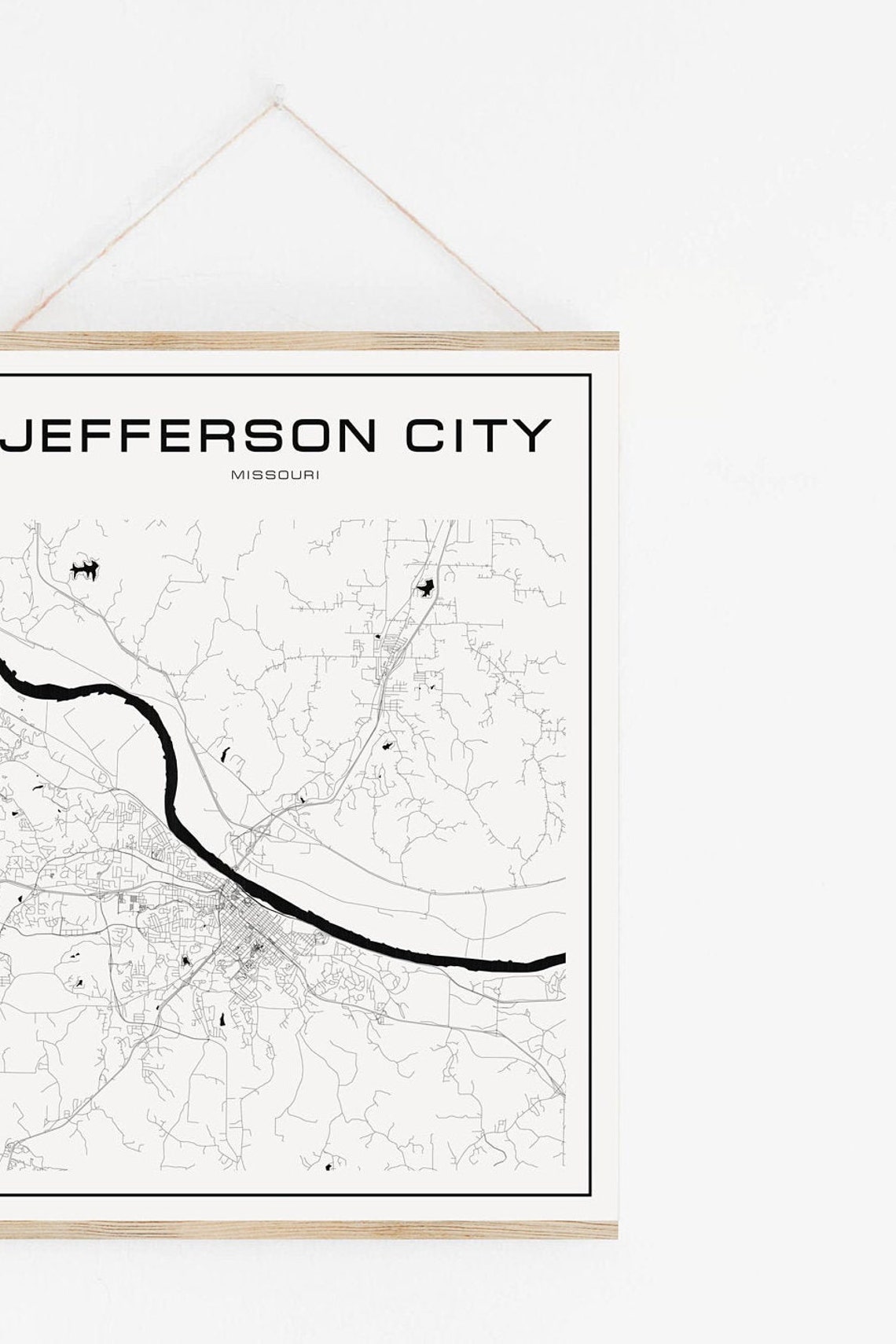 Jefferson City map poster print wall art Missouri gift | Etsy