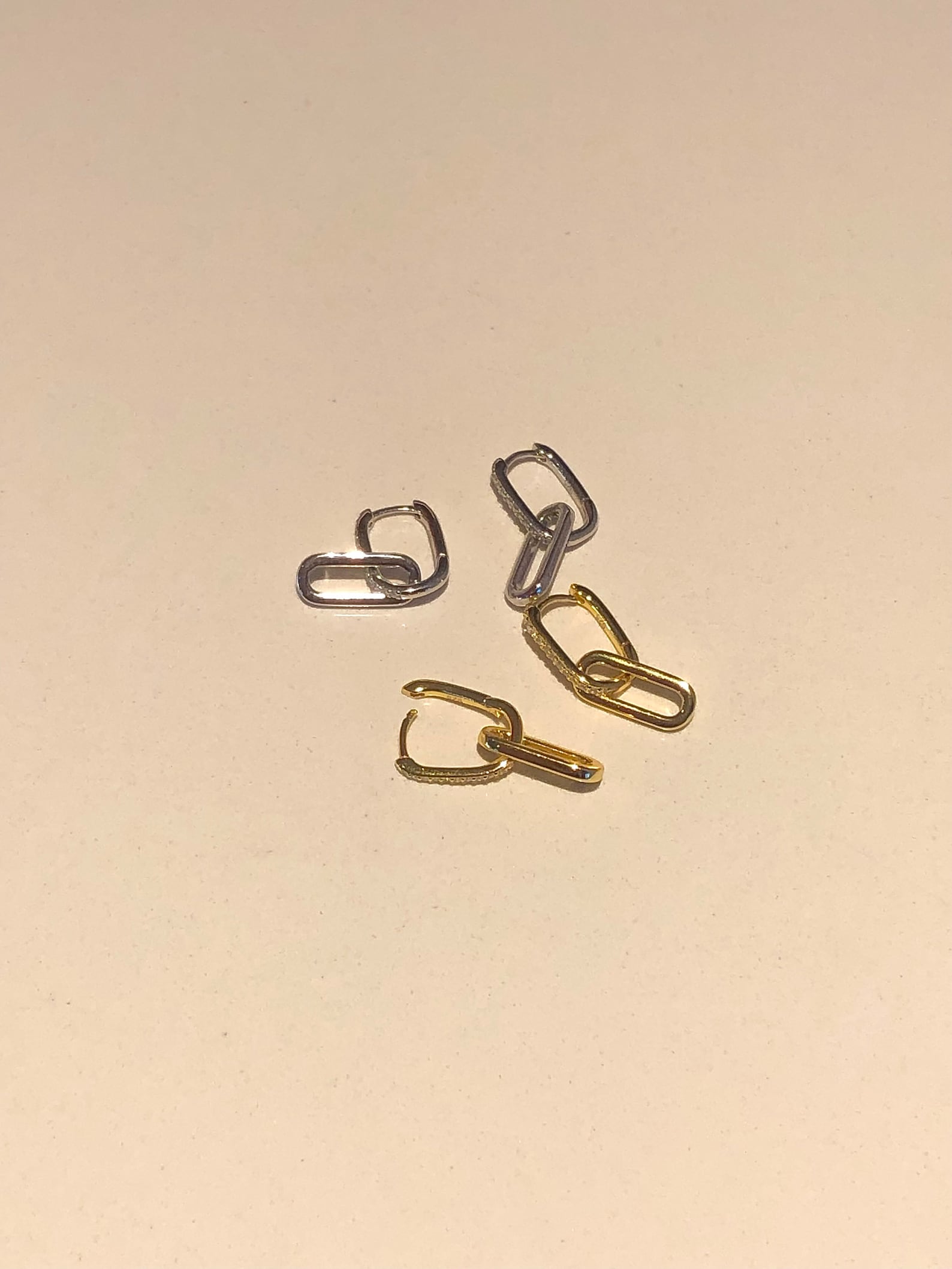 Gold Chain Link Pave Hoops Earrings, Paperclip Link Earrings 18K Gold ...