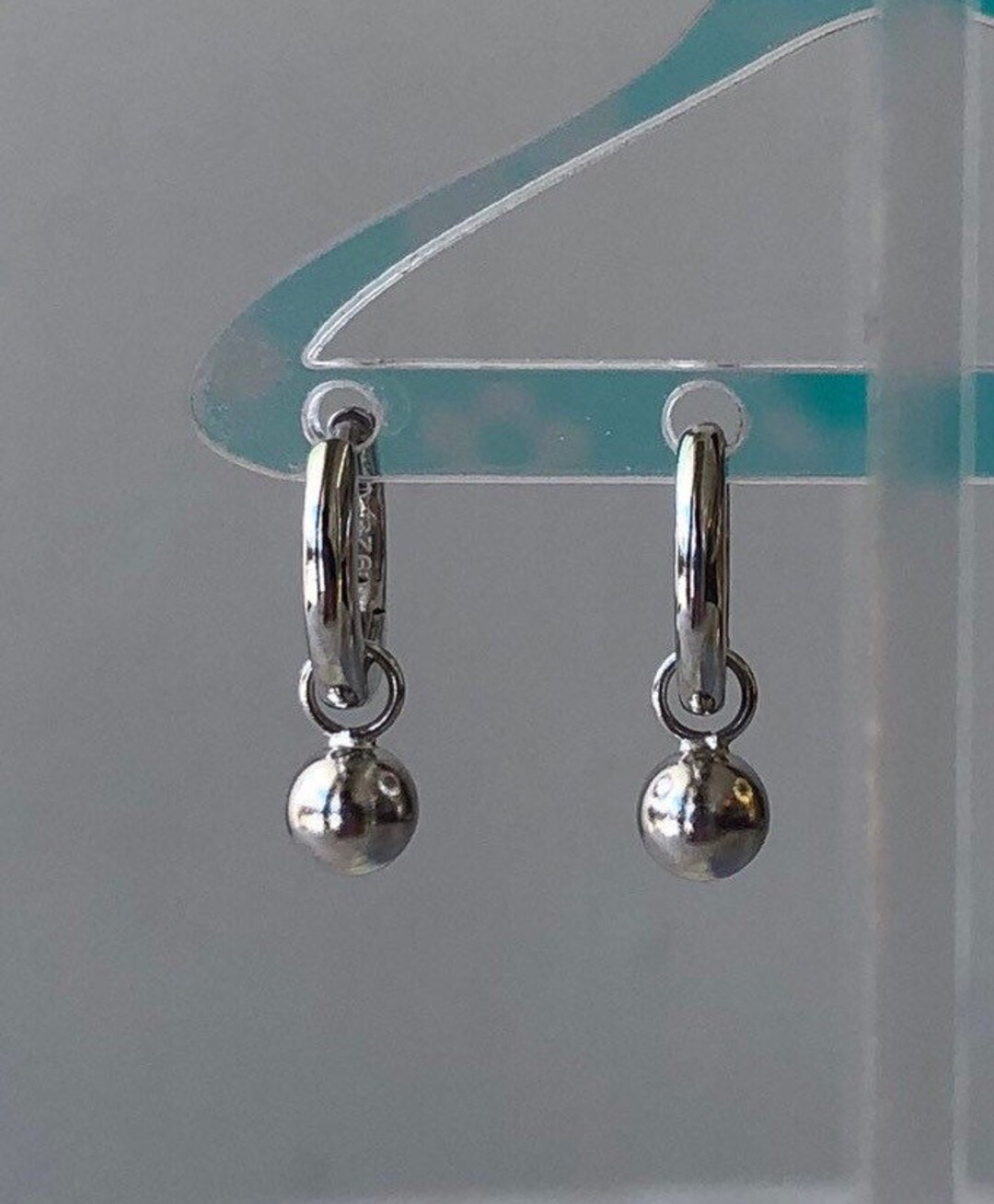 Mini Silver Ball Drop Hoop, Mini Dainty Ball Huggie Hoops Earrings ...
