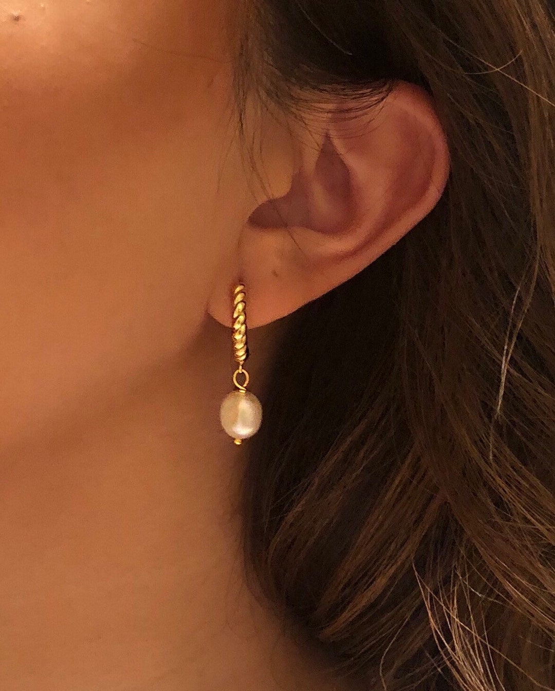 Pendientes aros de perlas, pendientes colgantes de perlas, pendientes ...