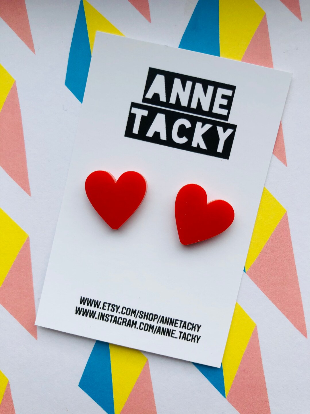 RED HEART Stud Earrings Laser Cut Acrylic Pastel Studs Earrings Tacky ...