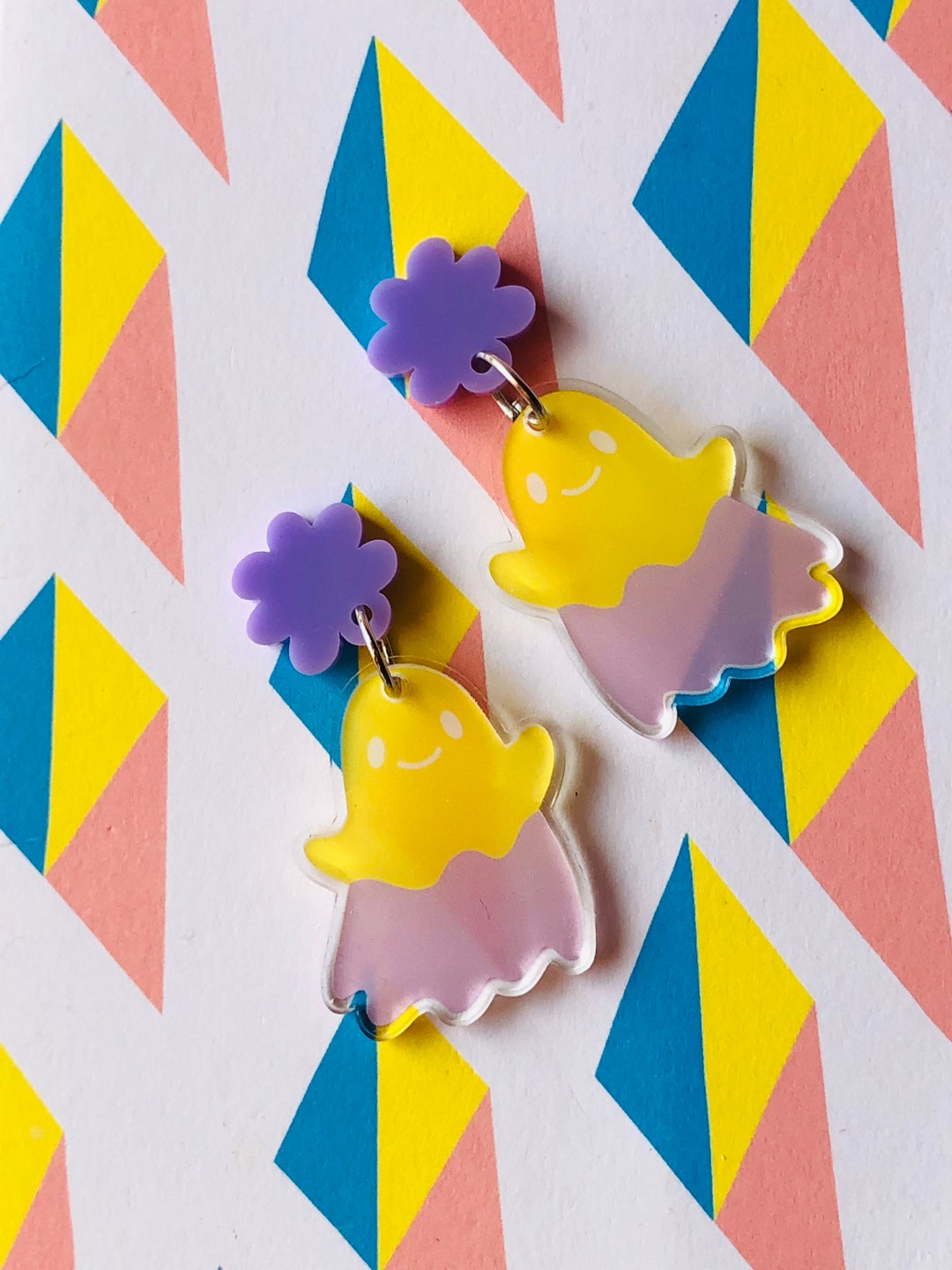 CUTE Pastel GHOSTS Halloween Earrings Dangle Earrings Laser Cut ...