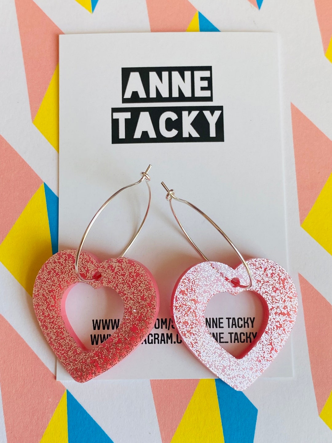 BARBIE HEARTS Pink Glitter Dangle Hoops - Acrylic Earrings Laser Cut ...