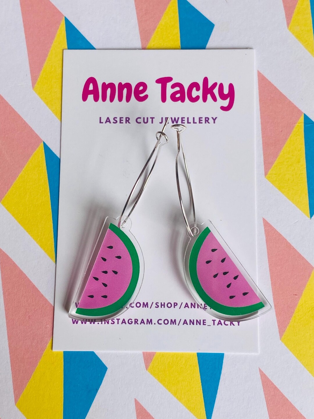 Watermelon Hoop Earrings: Laser Cut Acrylic Dangle Earrings - Etsy