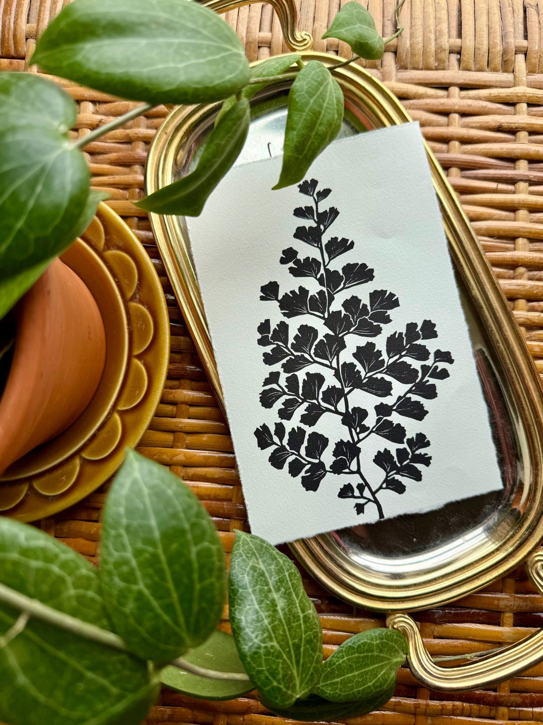 Maidenhair Fern Limited Edition Handmade Linocut Print - Plant Art ...
