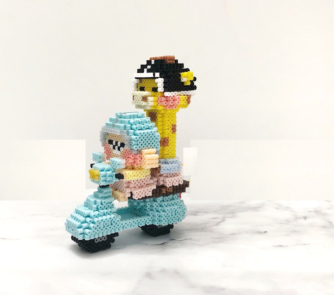 3D Perler Bead Pattern Tutorial - Giraffe and Friend With Motorcycle - Etsy