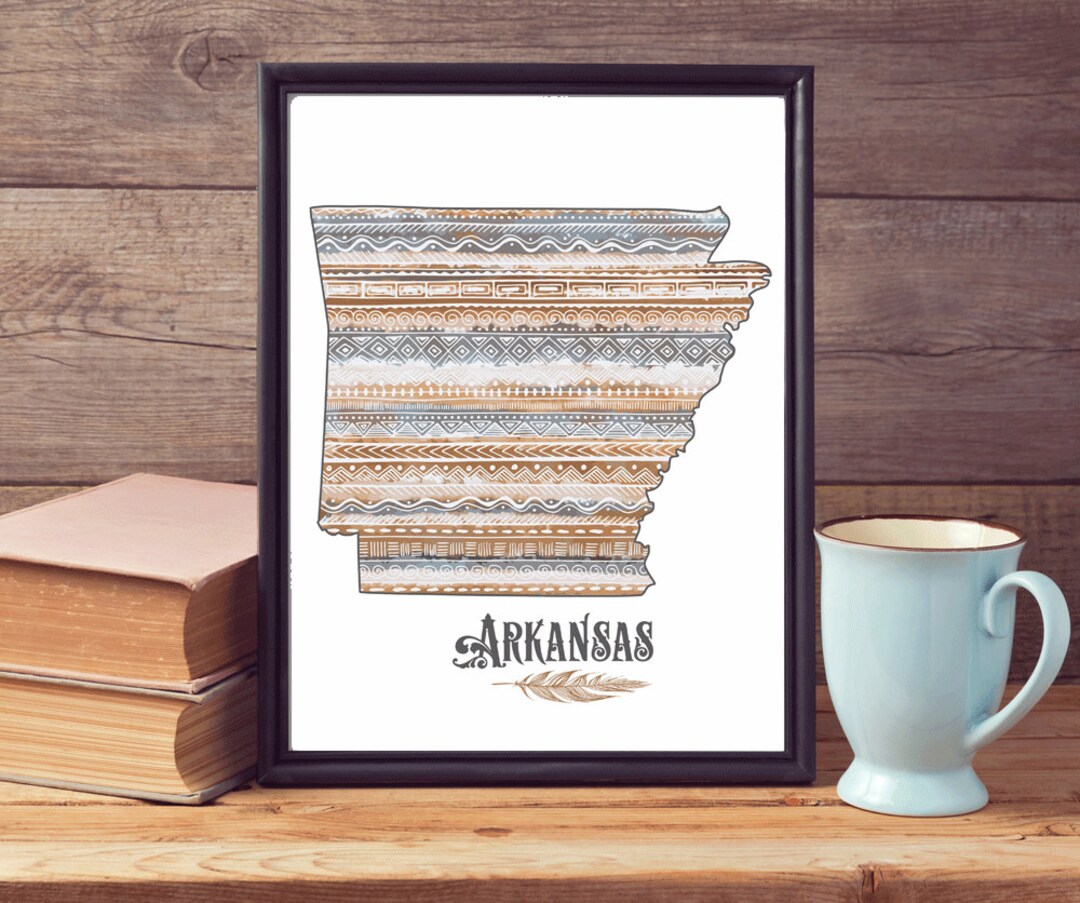 Arkansas Wall Art Printable Map of Arkansas Tribal Pattern Earth Colors ...