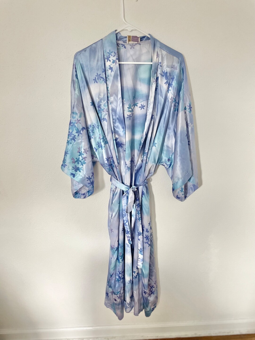 Vintage Satin Floral Pastel Robe/coverup One Size - Etsy