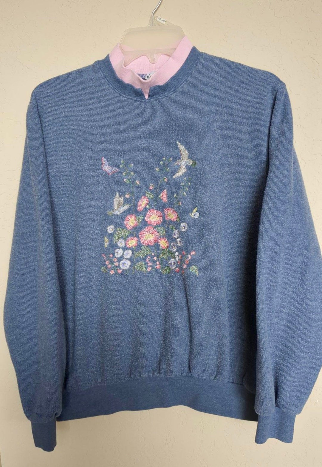 Vintage Embroidered Hummingbird Grandma Sweater Fits Like M - Etsy