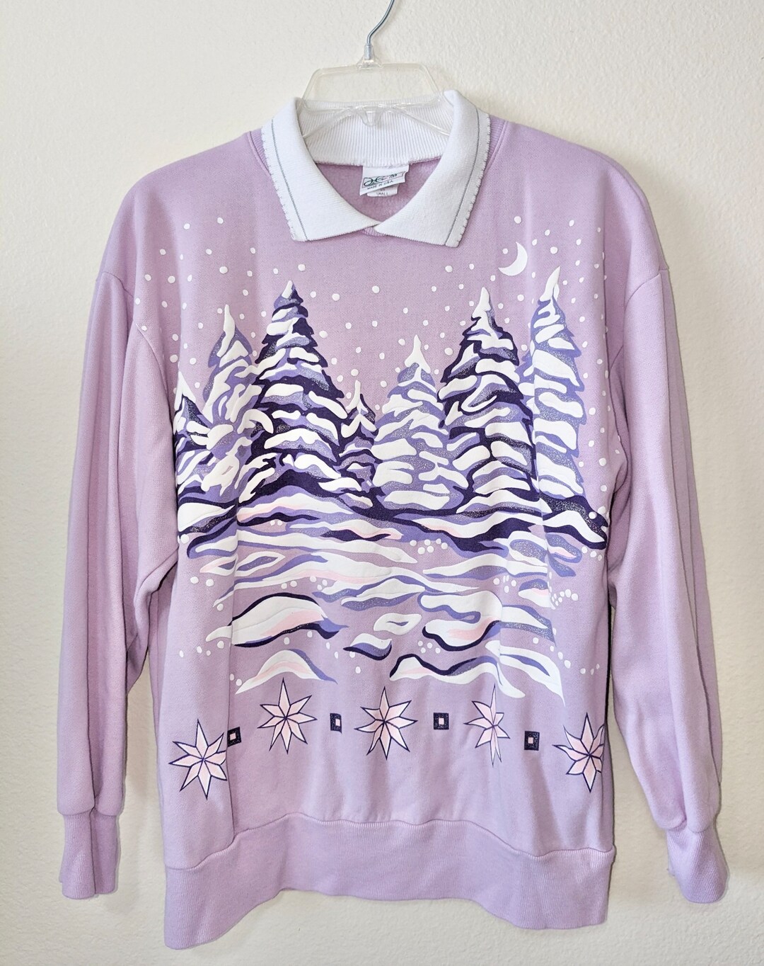 Vintage Winter Scene Grandma Sweater Fits Like L - Etsy