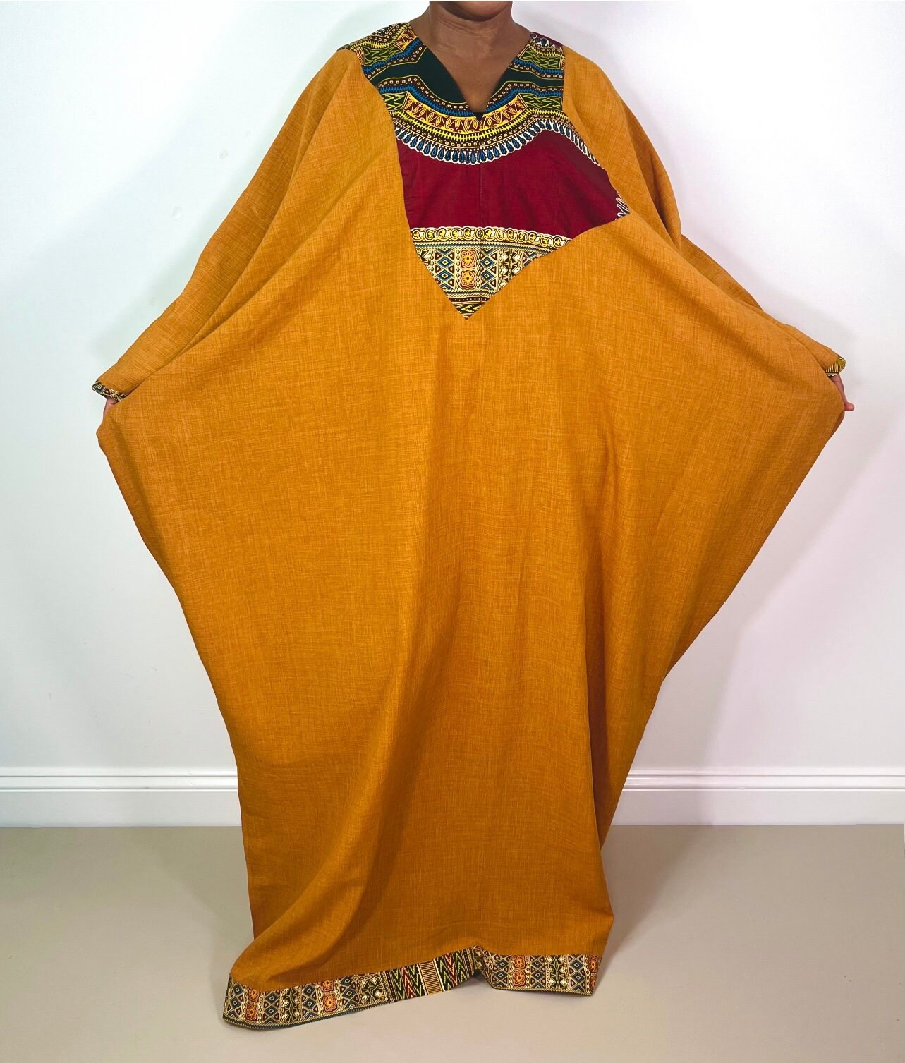 Burnt Orange Dashiki Detail Maxi Kaftan Oversized Dress - Etsy