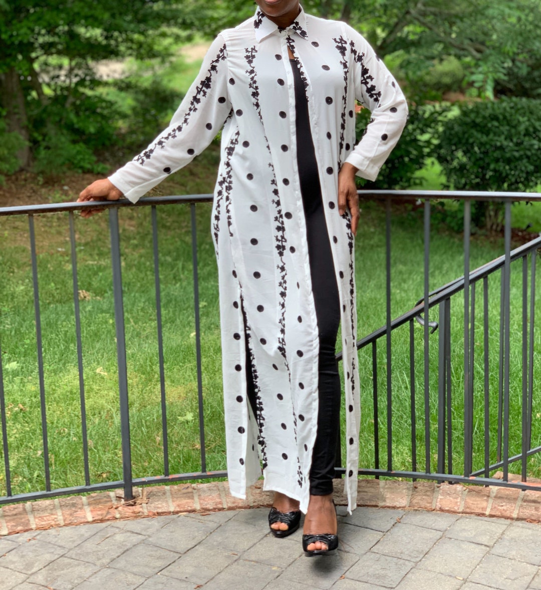 Black and White Chiffon Duster - Etsy