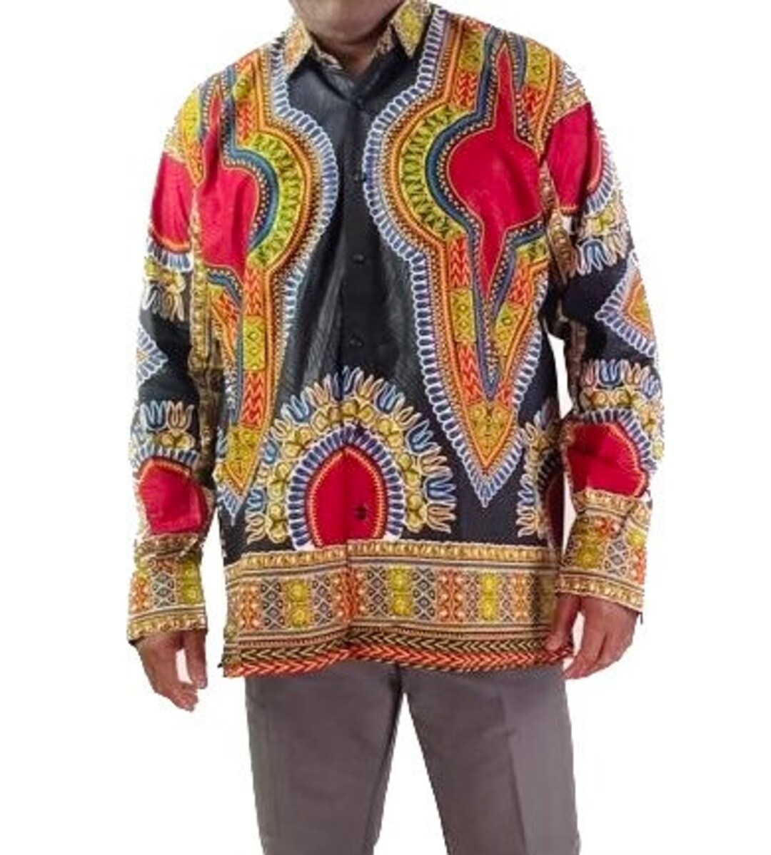 Black Multicolor Long Sleeve African Print Ankara Dashiki Men Shirt - Etsy