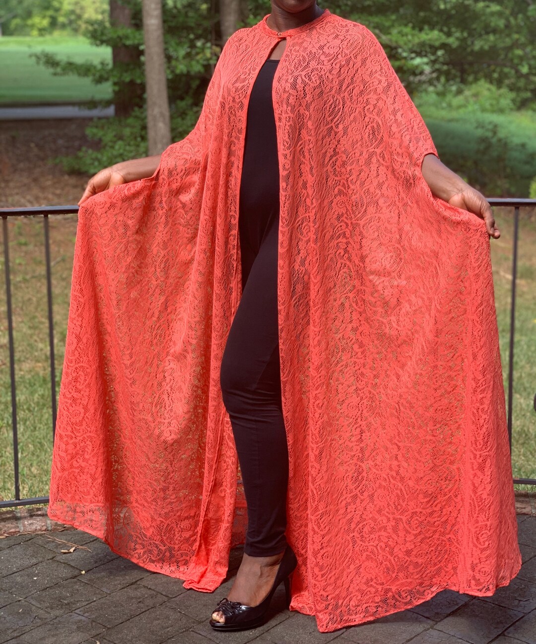 Orange Lace Open Front Circle Cape Cardigan Kaftan - Etsy