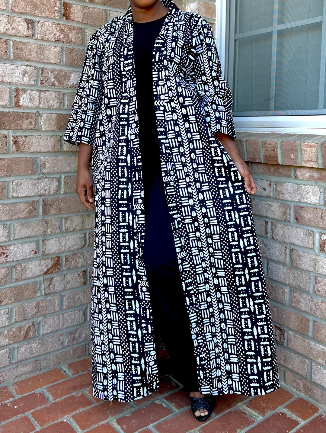 Black and White African Print Ankara Multicolor Oversized Duster Blazer ...