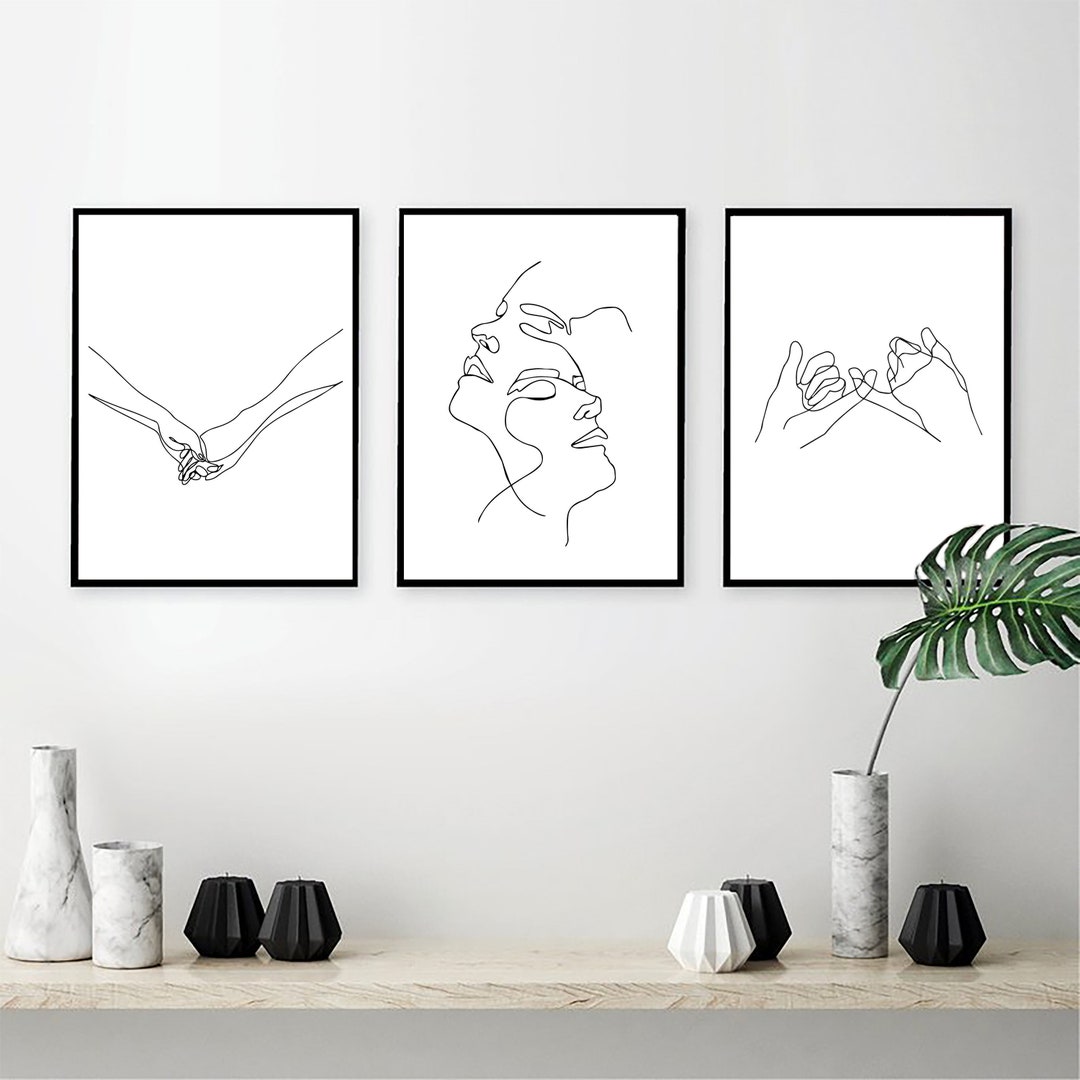 SET of 3 One Line Poster, Trio Abstract Art, Abstract Poster, Modern ...