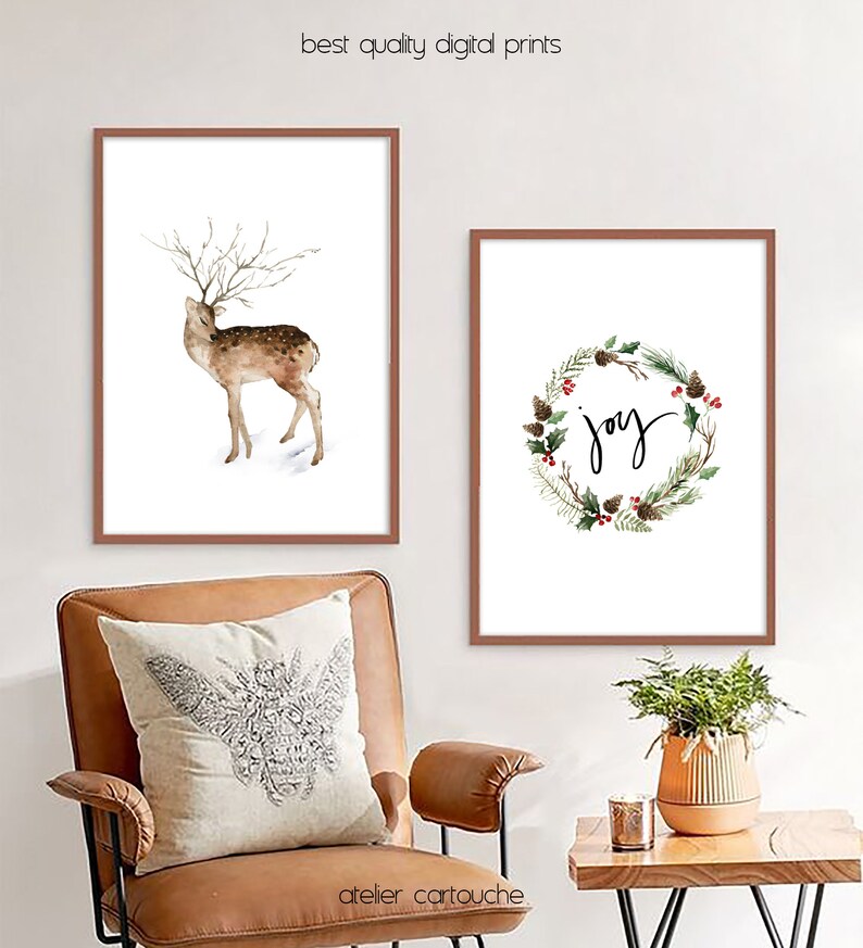 Set of 6 Christmas Print Set, Winter Wall Art, Christmas Watercolor ...