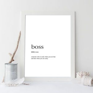 Boss Definition Print, Digital Download, Home Office Print, Modern ...