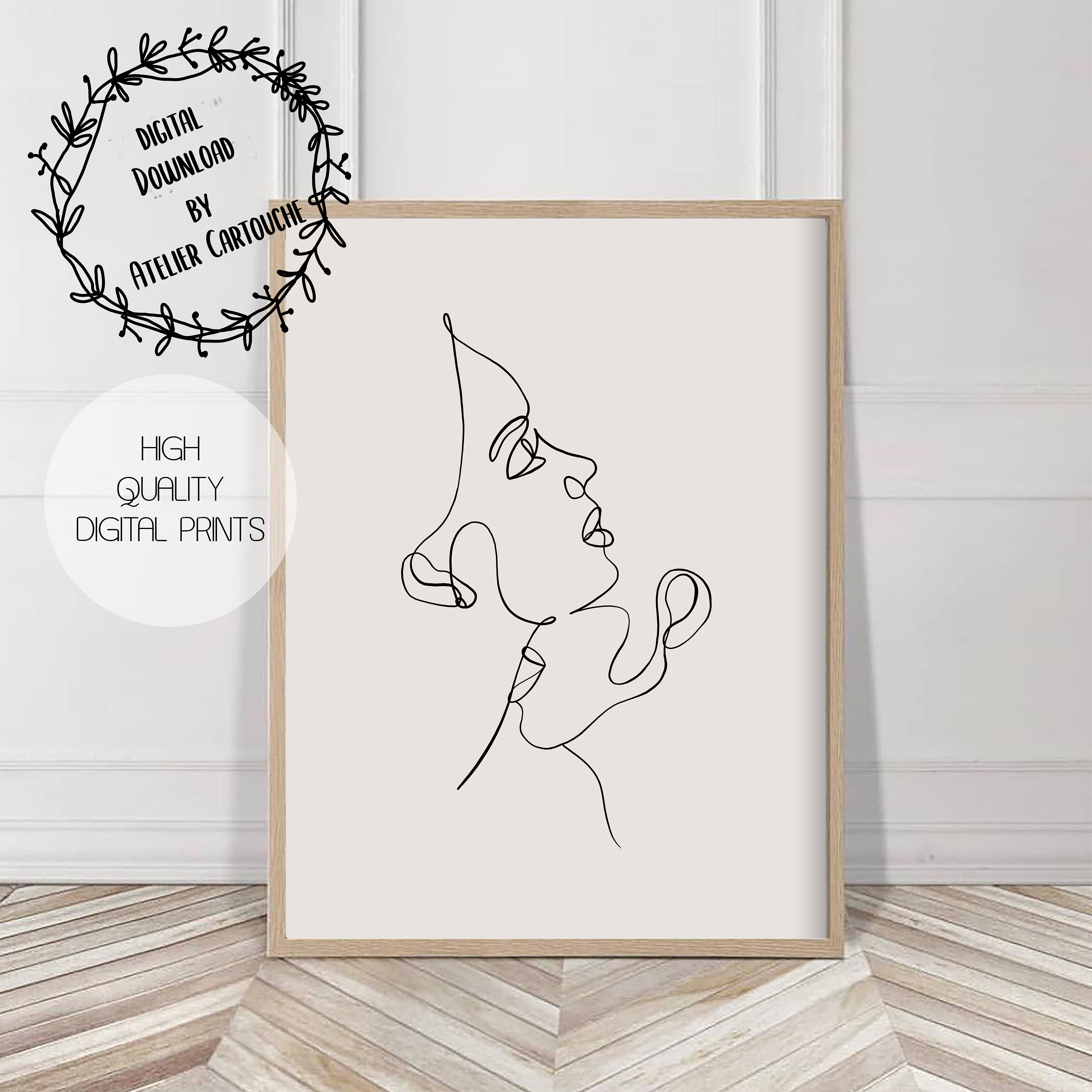 Couple one line Poster Abstract art one line art abstract | Etsy