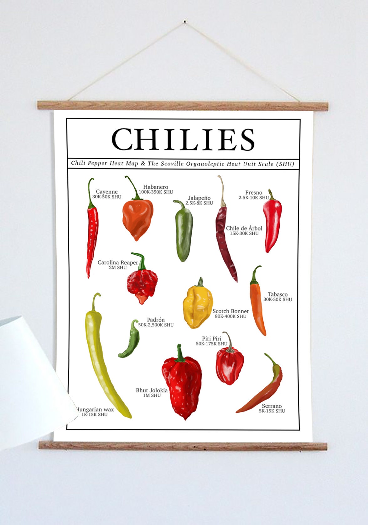 Chili Hand Drawn Poster Foodie Gift Scoville Chart Chili - Etsy