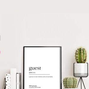 Guest Definition, Definition Prints, Quote Prints, Wifi Password ...