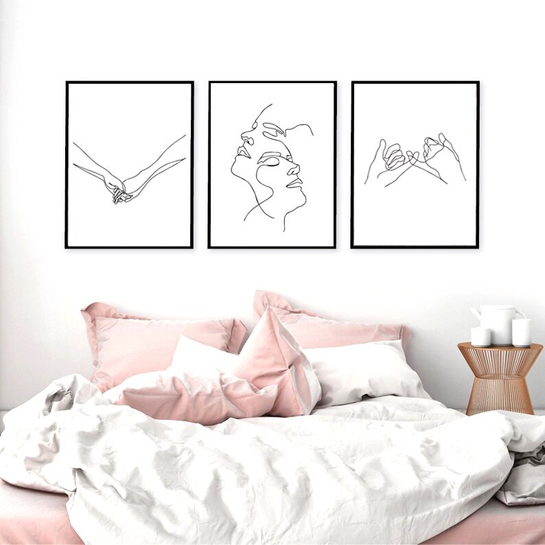 SET of 3 One Line Poster, Trio Abstract Art, Abstract Poster, Modern ...
