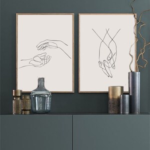 Holding Hands One Line Poster, Abstract Art, Abstract Poster, Modern ...