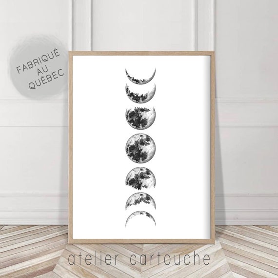 White Moon Phase Print Moon Wall Art Moon Phases Poster - Etsy