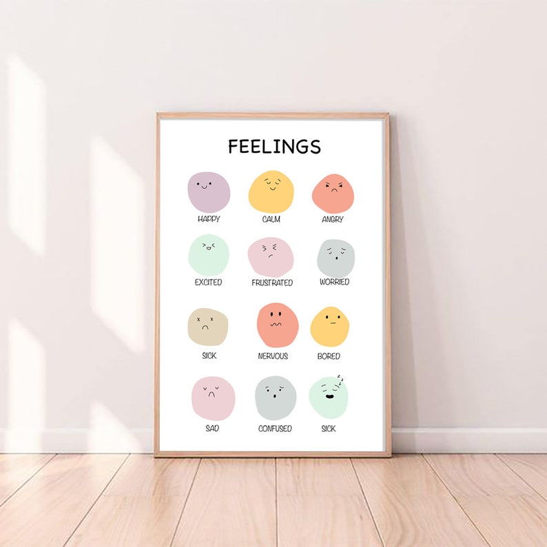 Feelings Poster Emotions Chart Classroom Decor Montessori - Etsy
