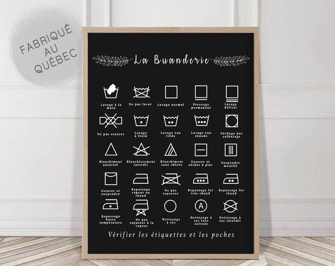 French Laundry Guide Affiche Buanderie Guide De Lavage Symboles De ...