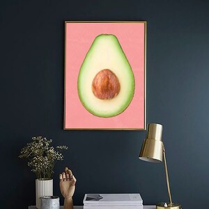 Avocado Poster, Kitchen Wall Art Print, , Tropical Fruit Decor, Large ...