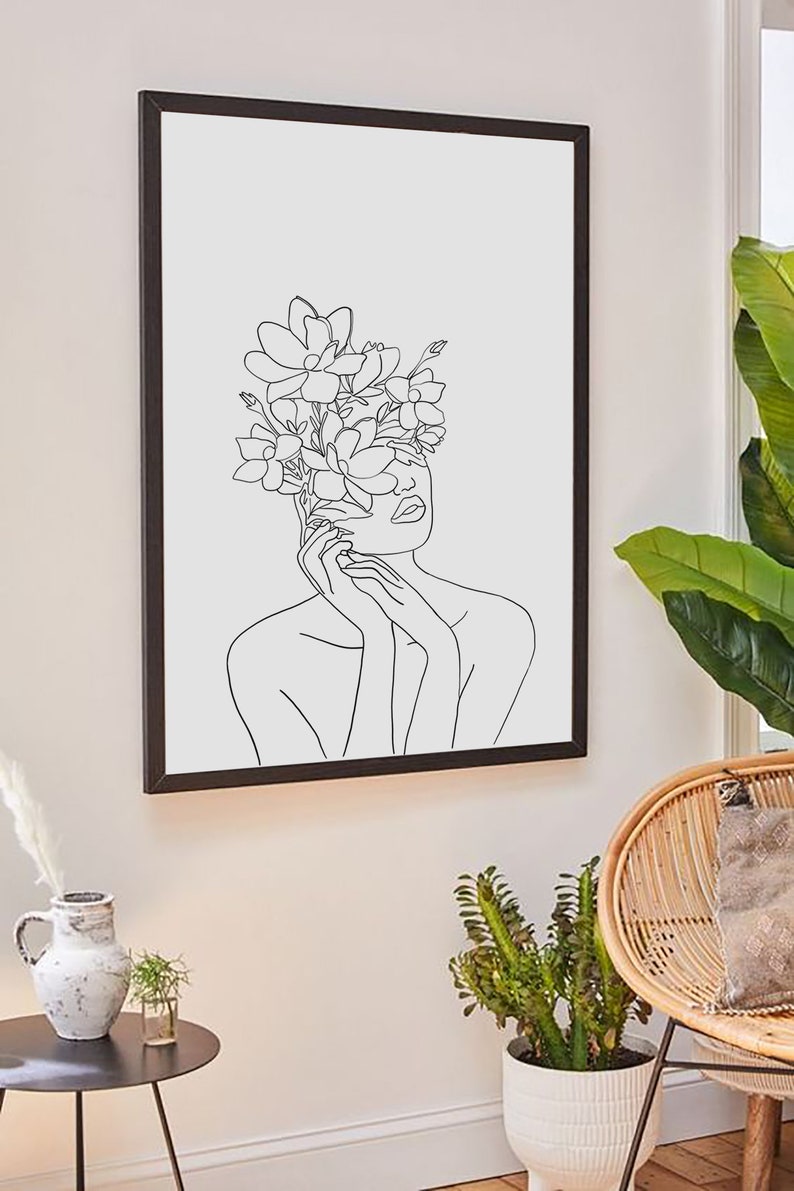 Plant Head Woman Line Poster Woman Line Art Abstract Poster - Etsy Canada