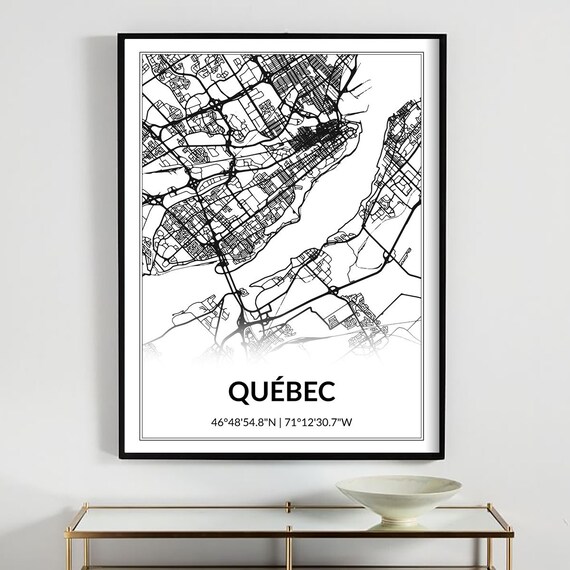 Québec Map Print Quebec QC Canada Map Art Poster City Street | Etsy