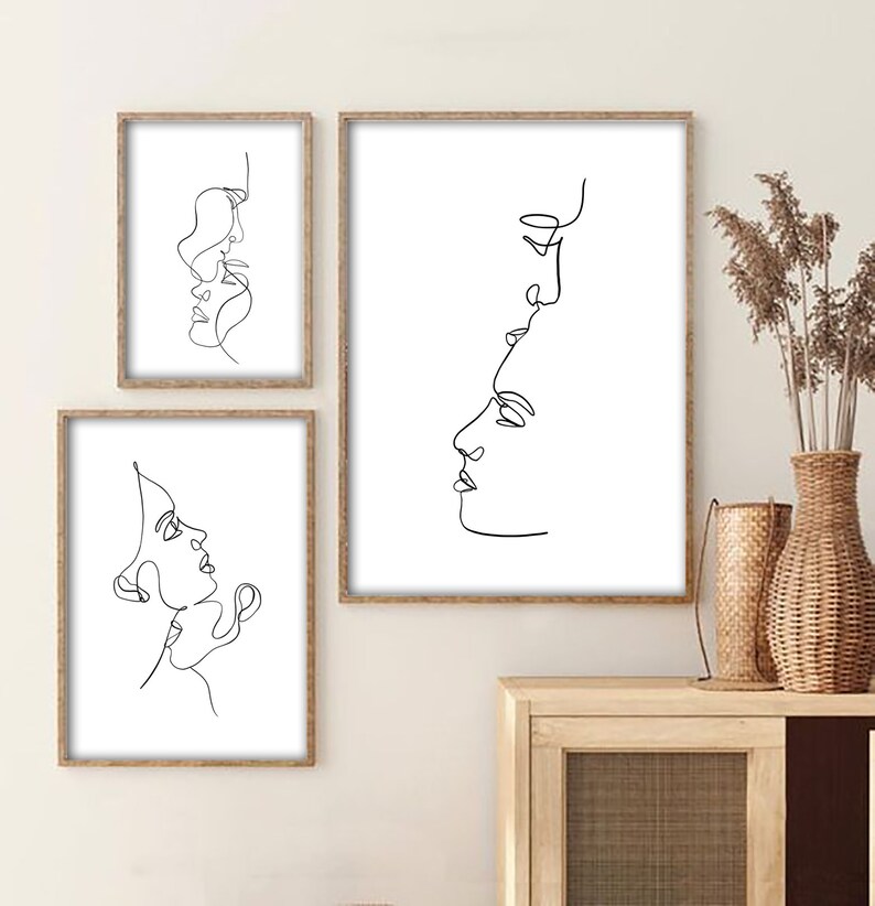 SET of 3 couple one line Poster Trio Abstract art abstract | Etsy