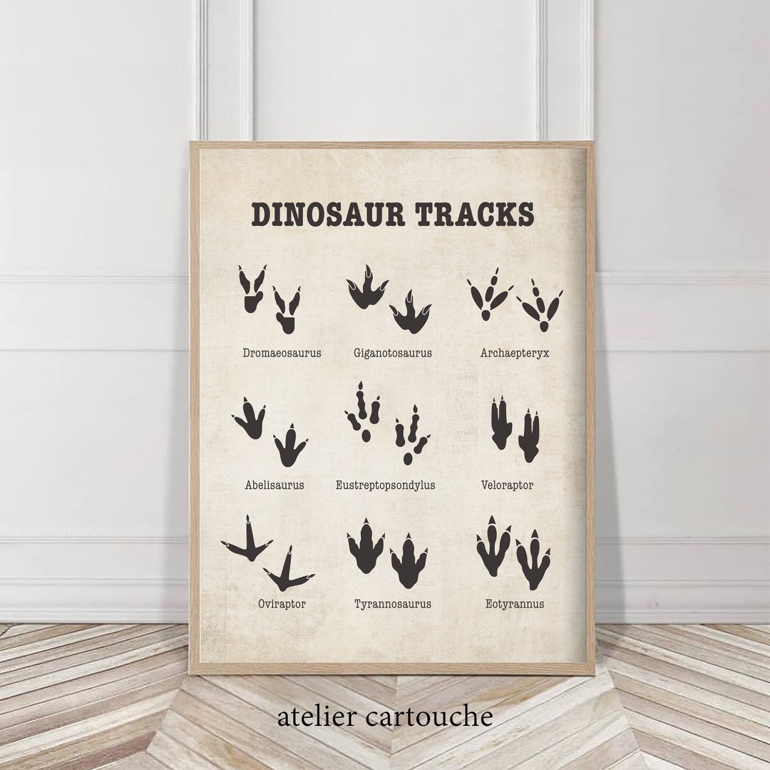 Dinosaur Tracks Art Prints, Dinosaur Nursery Art, Dinosaur Tracks ...