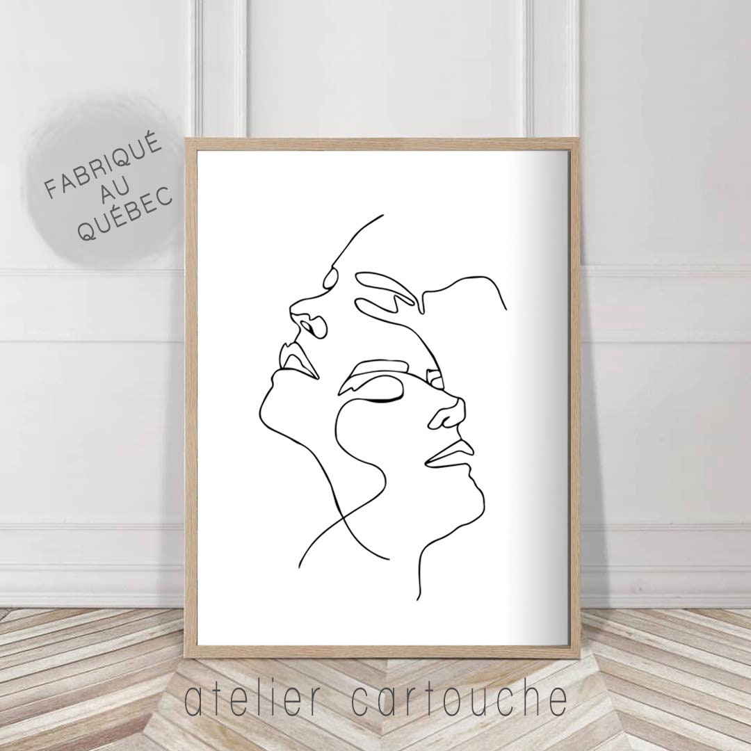 Double Face One Line Poster, Abstract Art, Abstract Poster, Modern Art ...