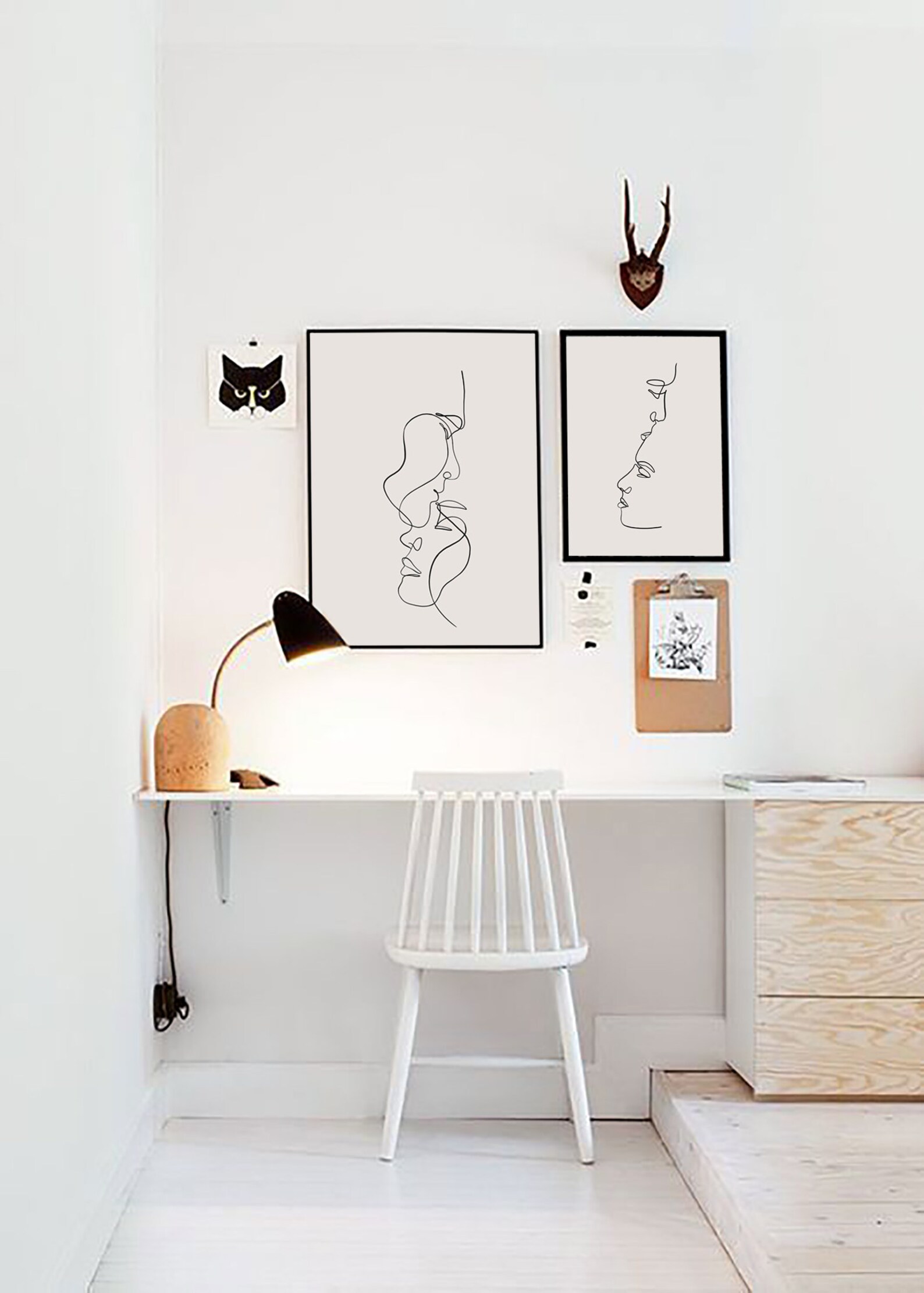 Couple One Line Poster, Abstract Art, One Line Art, Abstract Poster ...