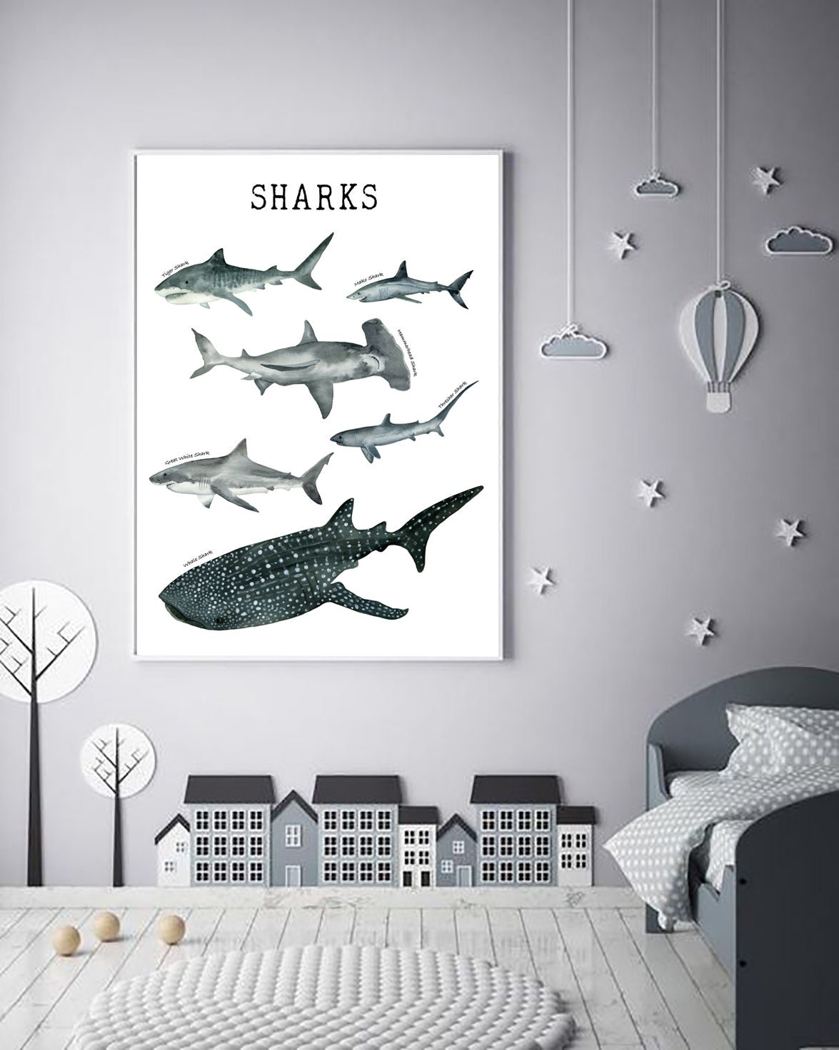 Shark Poster Educational Print Watercolor Illustration - Etsy Canada